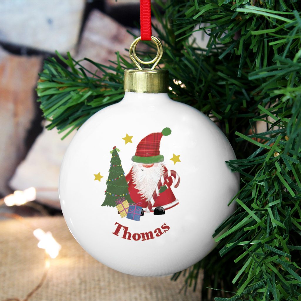 Personalised Tartan Santa Bauble - Mypersonalisedchristmas